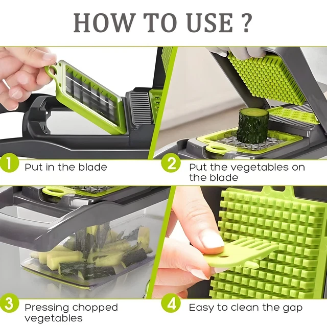 VEGETABLE CHOPPER 16-IN-1 Food Choppers Veggie Slicer Cutter Dicer ...