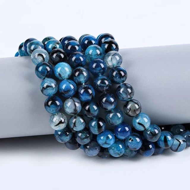 47 PCS DRAGON Vein Agate Blue Dragon Vein Agate Beads Gemstone Beads ...