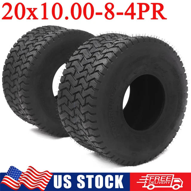 2 PACK 20X10.00-8 Lawn Mower Tires 20x10x8 4Ply Tubeless Tractor Golf ...