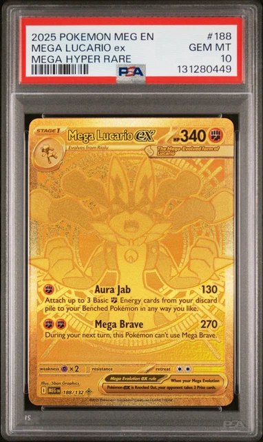 2025 POKEMON MEG En-Mega Evolution Mega Hyper Rare #188 Mega Lucario Ex ...