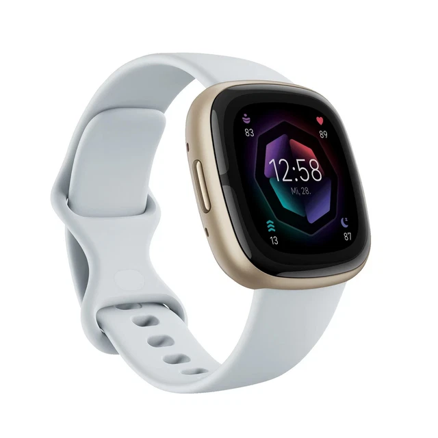 FITBIT SENSE 2 Smartwatch Fitness Tracker Blue Mist Soft Gold EUR 179 ...