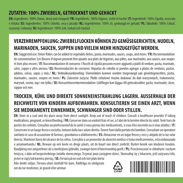 ALPI NATURE ONION Flakes 100g 3.5 oz, Onion Pieces 5-30mm, Dried and ...