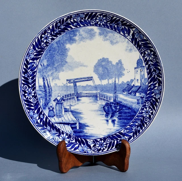 ASSIETTE EN FAÏENCE Bosch et frère Décor Delft paysage d'écluse EUR 32 ...