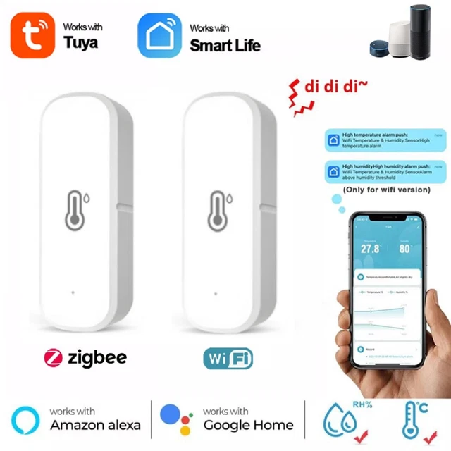 SMART WIFI / ZigBee Temperature Humidity Sensor Monitor Tuya APP Remote ...