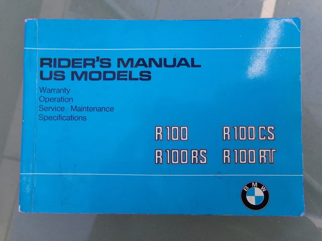 BMW R100RS ORIGINAL Riders Manual R100 R100CS R100RS R100RT £62.15 ...