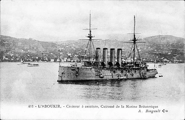 BRITISH ROYAL NAVY Battleship Cruiser HMS Aboukir SHIPPING NAVAL OLD ...