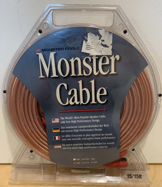 MONSTER SPEAKER CABLE 15 feet mc15 Heavy Gauge New Sealed Home Audio ...