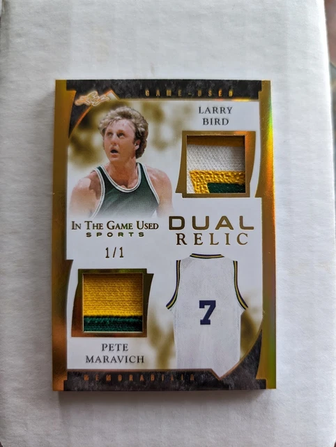 RELIQUE DOUBLE PATCH Larry Bird Pete Maravich 2022 Feuille Dans Le Jeu ...