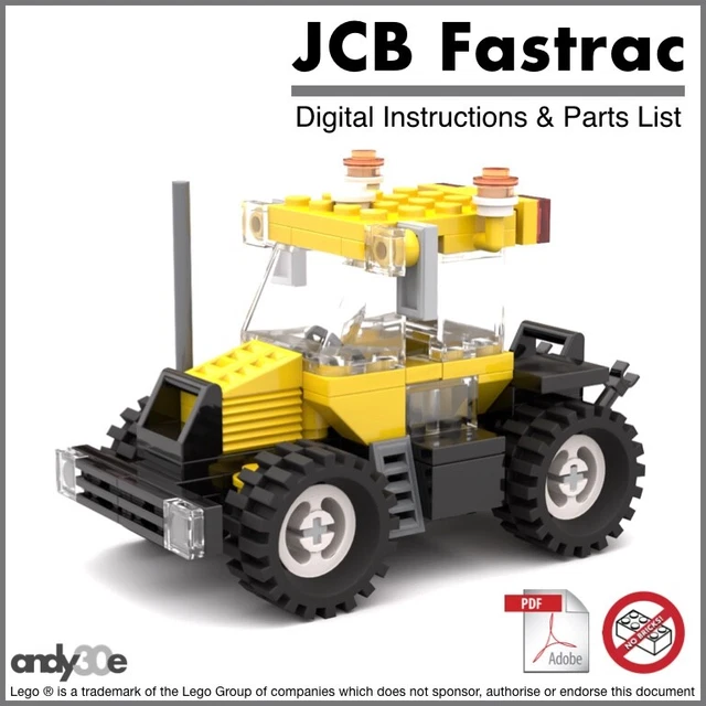 INSTRUCTIONS SEULEMENT TRACTEUR personnalisé LEGO JCB Fastrac I ville ...
