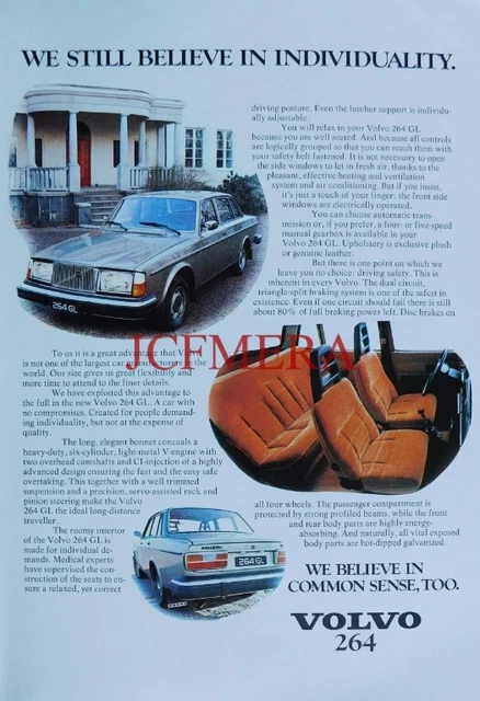 VOLVO '264GL' 4-DOOR Sedan Car ADVERT Vintage Original 1975 Print Ad ...