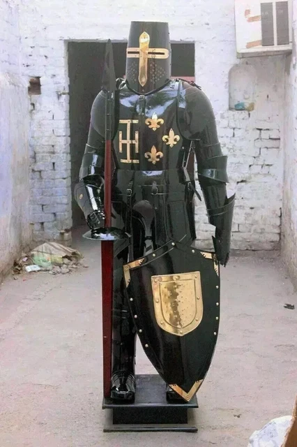 MEDIEVAL TEMPLAR WEARABLE Suit Of Armor Crusader Full Body Armour ...