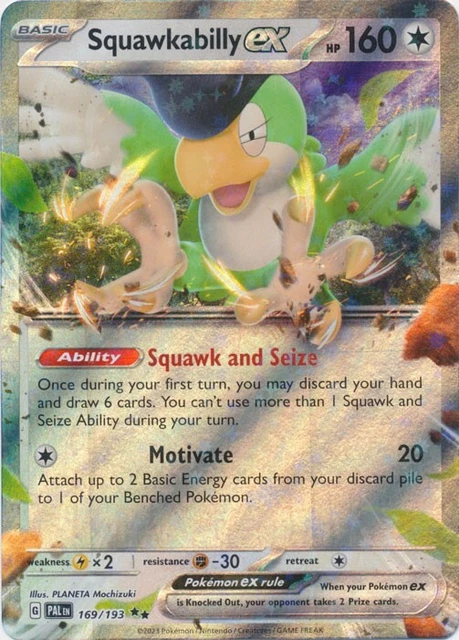 SQUAWKABILLY EX 169/193 doppelt selten Paldea entwickeltes Pokemon TCG ...