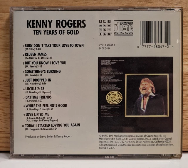 KENNY ROGERS - Ten Years Of Gold CD 1977 EMI $6.99 - PicClick CA