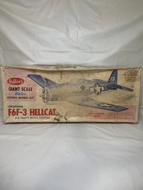 GUILLOWS GIANT SCALE Balsa Wood Grumman F6F-3 Hellcat Flying Model ...