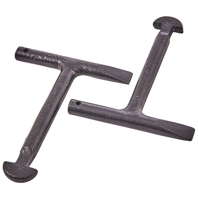 2X STEEL T-handle Manhole Lifting Keys Drain Cover Lid Lifter & Scraper ...