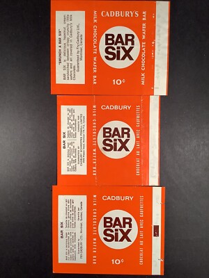 CADBURY’S BAR SIX 1960’s Canadian Milk Chocolate Wafer Bar Wrappers ( 3 ...