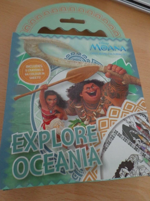 DISNEY MOANA CARRY along colouring set include 5 crayons and 64 ...
