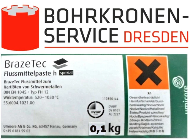 BRAZETEC FLUSSMITTELPASTE H SPEZIAL FH 12 Hartlöten Bohrkronen Segment ...
