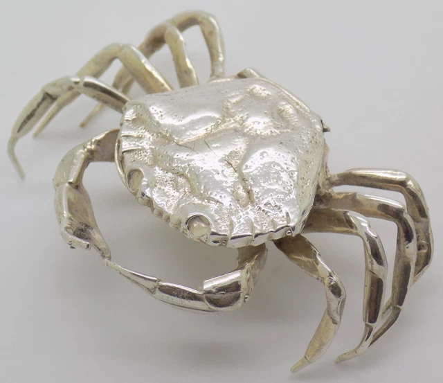 CRABE ARGENT MASSIF 800 Boîte Secrète Taille Réelle Vintage Italie Rare ...