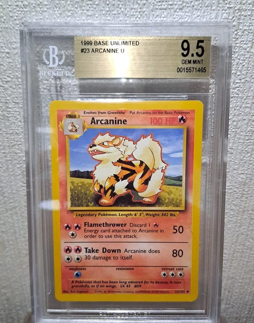 POKEMON PSA BGS 9,5 Arcanine 23/102 Arkani Base Set 1999 Anglais ...