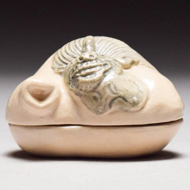 KYO WARE KOGO Box Fujin Sculpture w/Box W3inch Inoue Shunho Japan ...