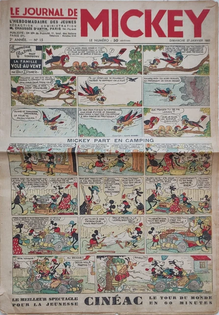 LE JOURNAL DE MICKEY avant guerre 2ème année n°15 du 27 janvier 1935 ...