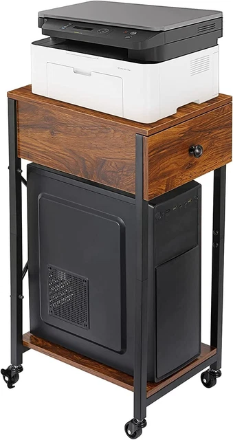ROLLING COMPUTER TOWER Stand Printer Stand Table w/Storage Drawer Home ...