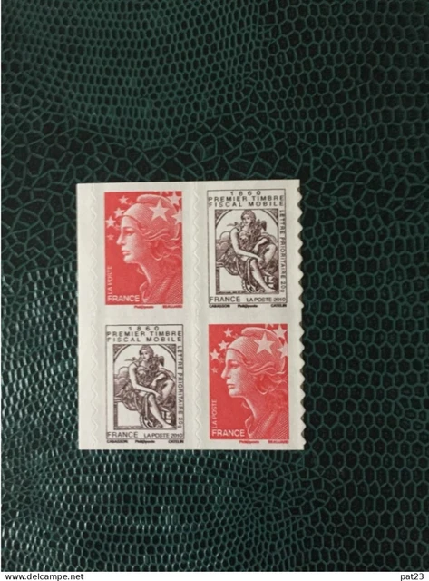 TIMBRE FRANCE 150 ans du timbre fiscal mobile 2 paires provenant du carnet 1519 EUR 2,15 ...