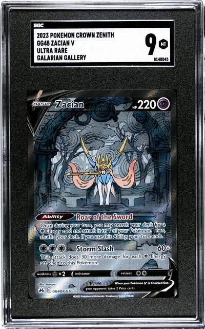 SGC 9 2023 Pokemon Crown Zenith GG48 Zacian V Ultra Rare Holographic NO ...