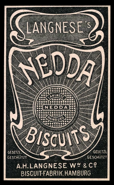 ALTE REKLAME WERBUNG 1900 Langnese Nedda Biscuits-Fabrik Hamburg EUR 6 ...