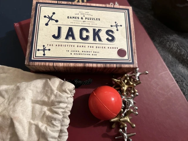 GIOCO JACKS METAL Crosses & Ball Fivestones Knucklebones Gioco Classico ...