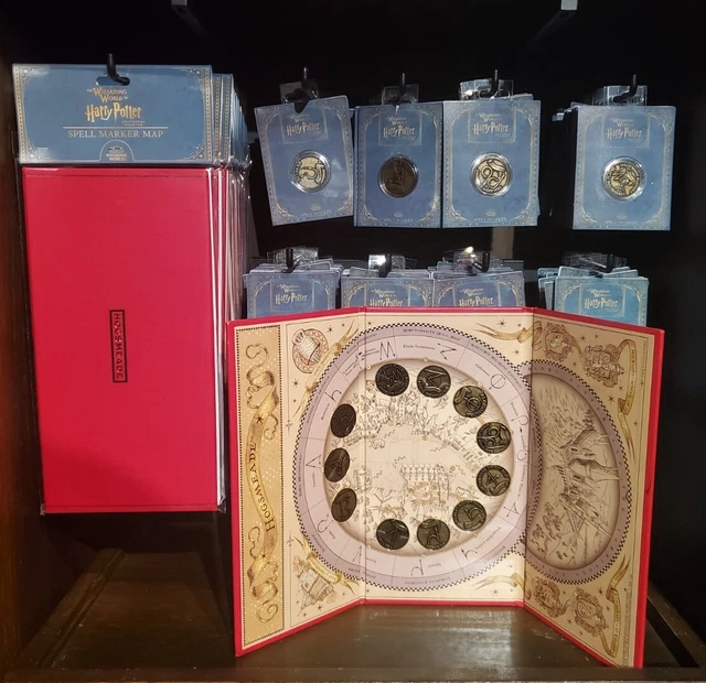 UNIVERSAL STUDIOS HARRY Potter Spell Marker Hogsmeade Map With 11 Coins ...