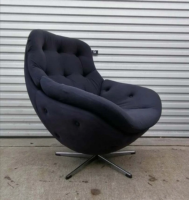 MID CENTURY RETRO Vintage Vono Rocking Egg Chair & Foot Stool ...