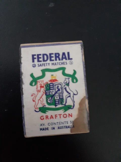 AUSTRALIAN FEDERAL MATCHBOX Label Coats of Arms towns & cities grafton ...