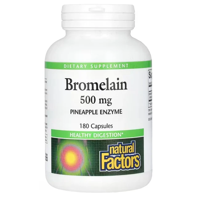 NATURAL FACTORS, BROMELAIN, 500 mg, 180 Caps, Expiry: 12/2028 £36.99 ...