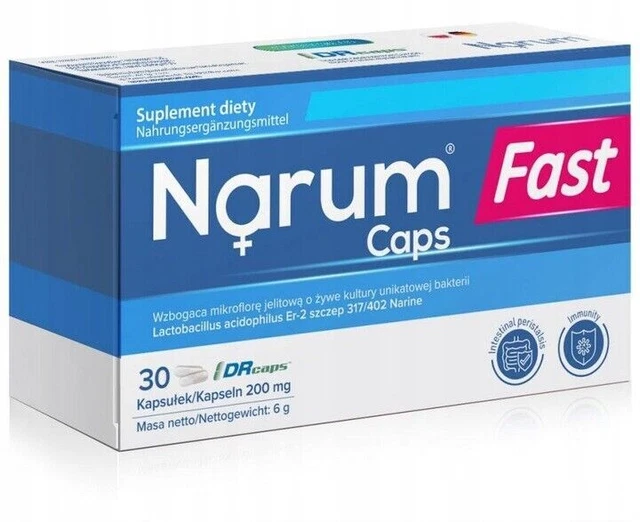 NARUM FAST NARINE 200mg 30 caps. Probiotic Lactobacillus acidophilus Er ...