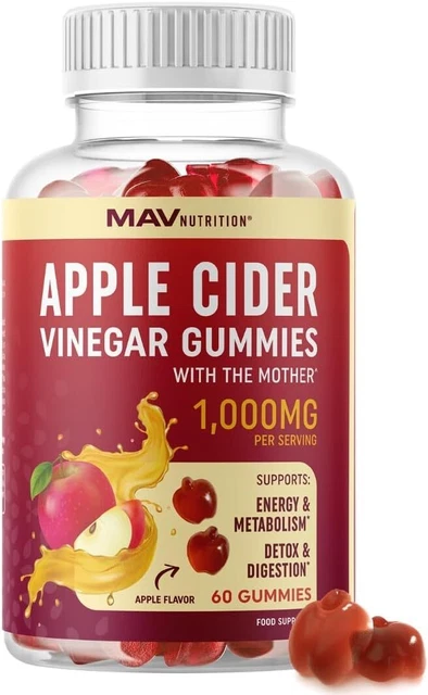 VEGAN APPLE CIDER Vinegar Gummy 1000mg with The Mother | Weight Management, Met £12.60 - PicClick UK