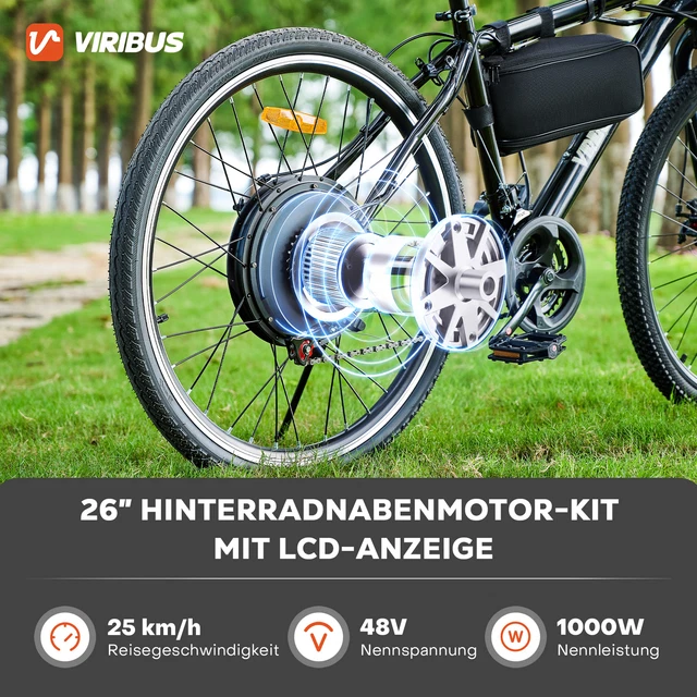 VIRIBUS®26' LCD ELEKTRO-FAHRRAD Hinterrad Kit Ebike Umbausatz Heckmotor ...
