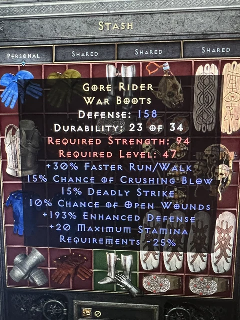 D2R DIABLO 2 Resurrected Gore Rider Boot 193 Ed Pc&Ps4/5&xbox $9.90 ...