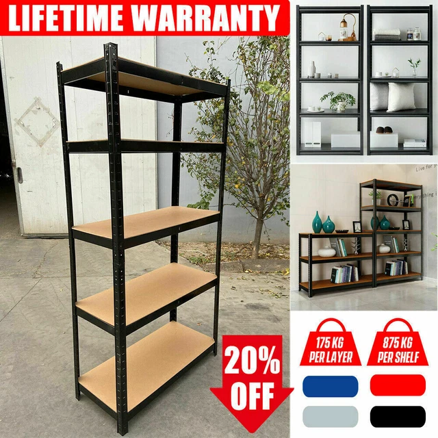 GARAGE SHELVES SHELVING 5 Tier Unit Racking Boltless Heavy Duty Storage ...