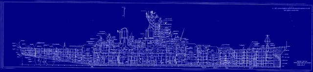 USS NEW JERSEY Battleship BLUEPRINT PLANS RARE detail Iowa class period ...