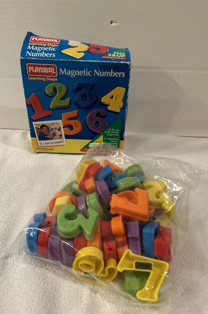 NEW VINTAGE 1995 Playskool Magnetic Numbers W/ Box 36 pc Braille ...
