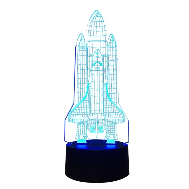 3D SPACE ROCKET Night Light 7-Color Changing LED Table Lamp W/ Remote ...