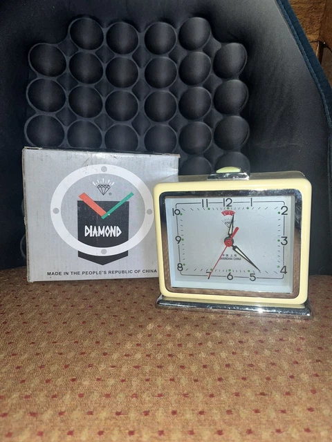 VINTAGE ALARM CLOCK, Diamond, mechanical, China, wind up, diamont ...