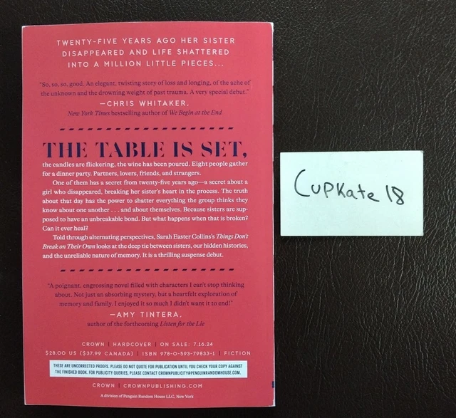 THINGS DON'T BREAK on Their Own par Sarah Easter Collins 7/24 livre de ...