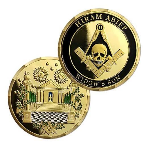 MASONIC COIN GRAND Master Hiram Abiff Widow’s Son Freemason Blue Lodge ...
