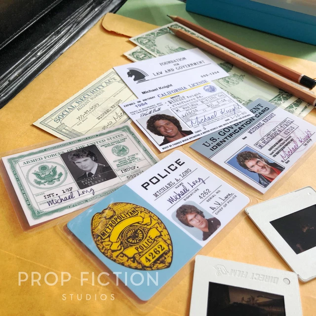 KNIGHT RIDER - Prop Vintage Issue ID Cards / Michael Knight Cosplay ID ...