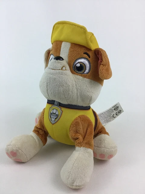PAW PATROL RUBBLE Dog Yellow 8" Plush Stuffed Animal Toy Puppy Spin ...