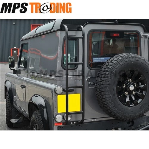 LAND ROVER DEFENDER Black Aluminium Roof Rack Rear Access Ladder ...