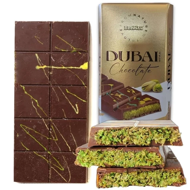 BEEMAX DUBAI STYLE Chocolate Bar / 3.5 oz/ Golden Kadayif crisps ...